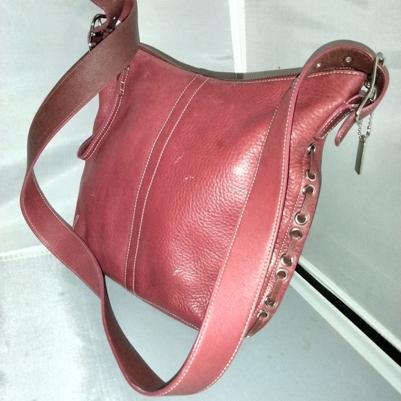 Coach | Bags | Coach Red Bordeaux Pebble Leather Shoulder Or Crossbody ...